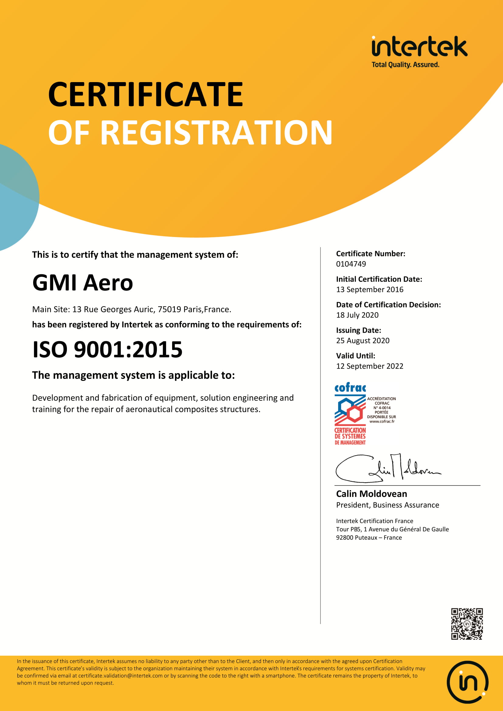 Certification